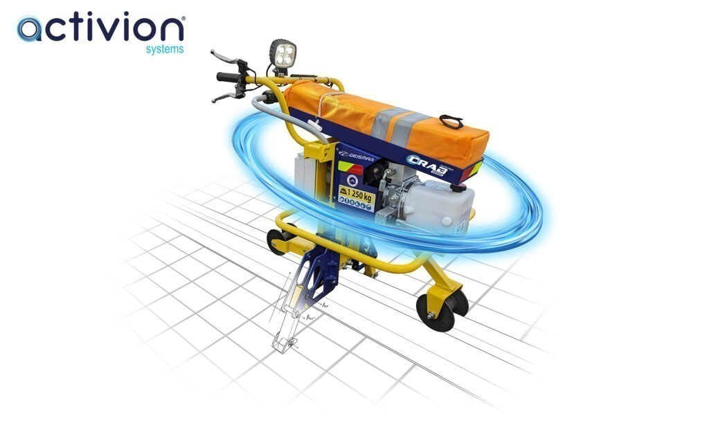 Battery-powered single rail lifting trolley Crab Mono | Geismar