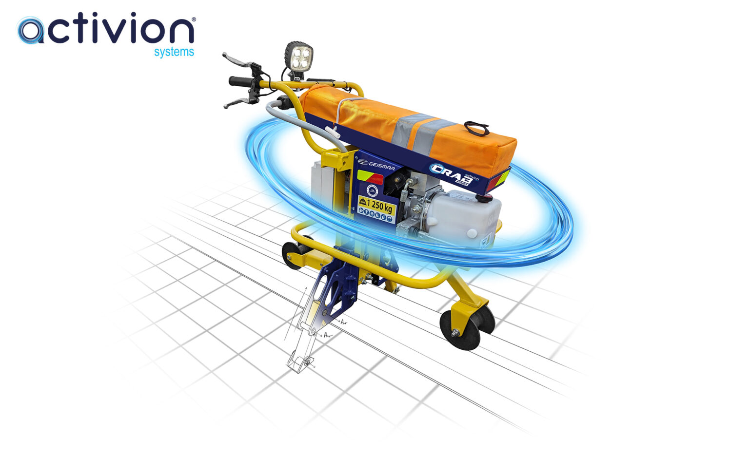 Battery-powered single rail lifting trolley Crab Mono | Geismar